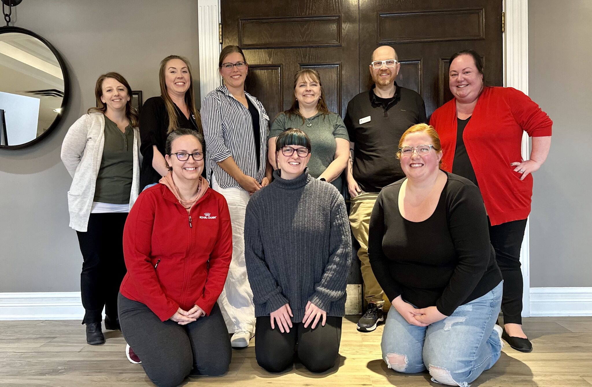 Back L to R : Shanna Himburg, RVT; Hailey Farkas, RVT; Kelsey Streef ...